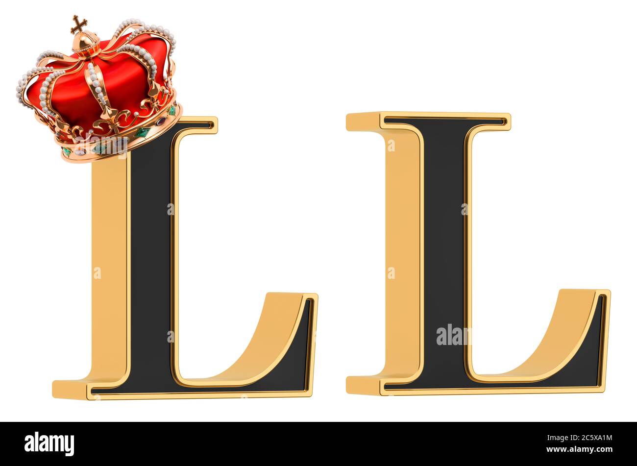 Letters L with gold crown and without, black font with golden border ...