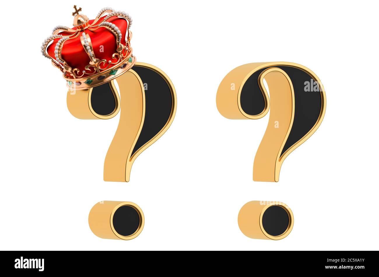 Question mark with gold crown and without, black font with golden ...