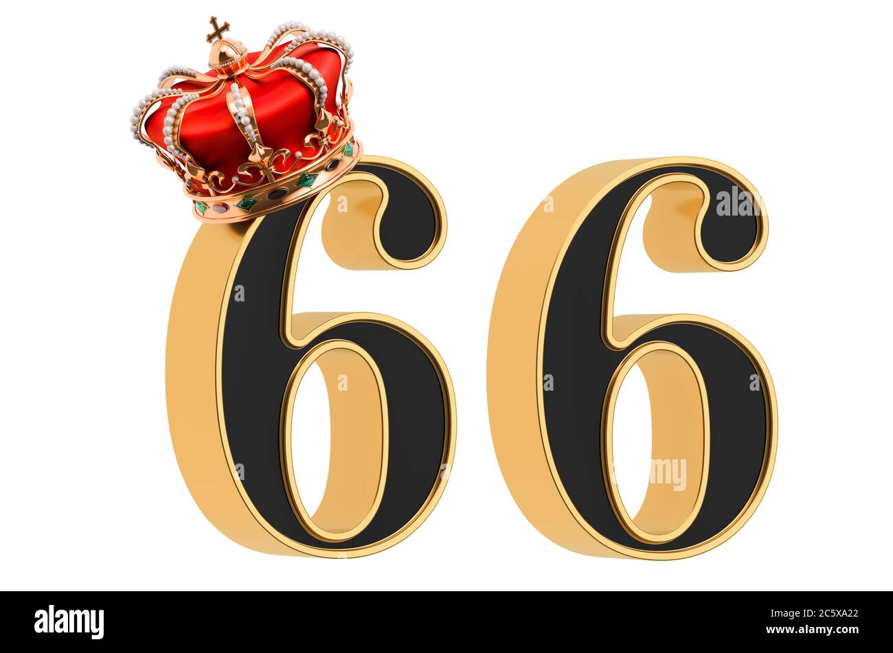 Number 6 with gold crown and without, black font with golden border. 3D ...