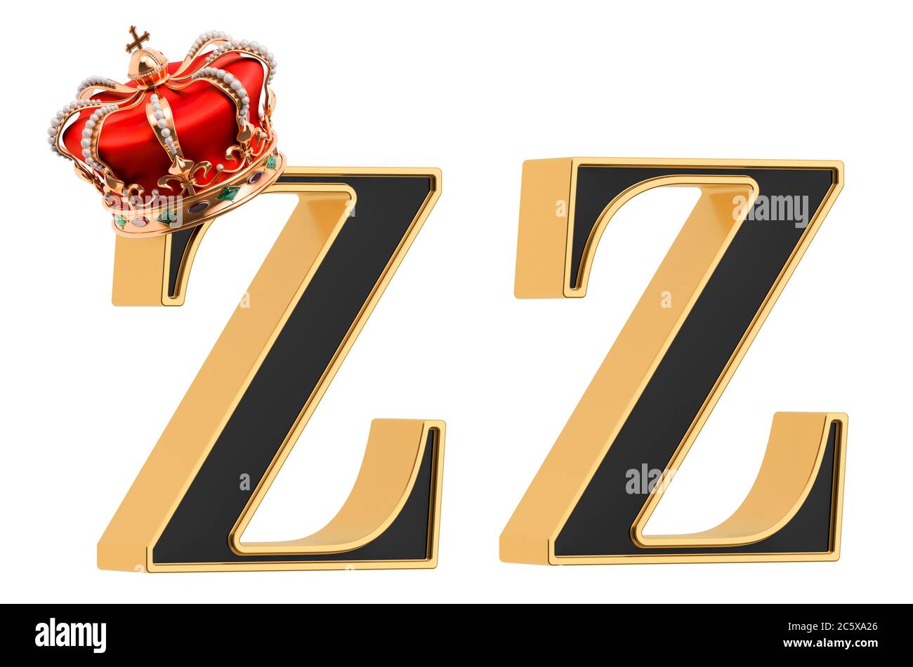 Letters Z with gold crown and without, black font with golden border ...