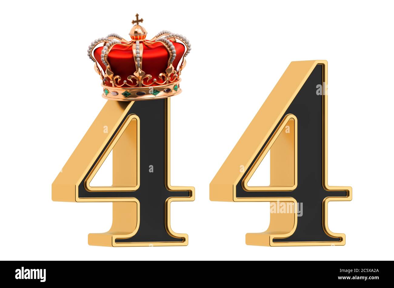Number 4 with gold crown and without, black font with golden border. 3D ...