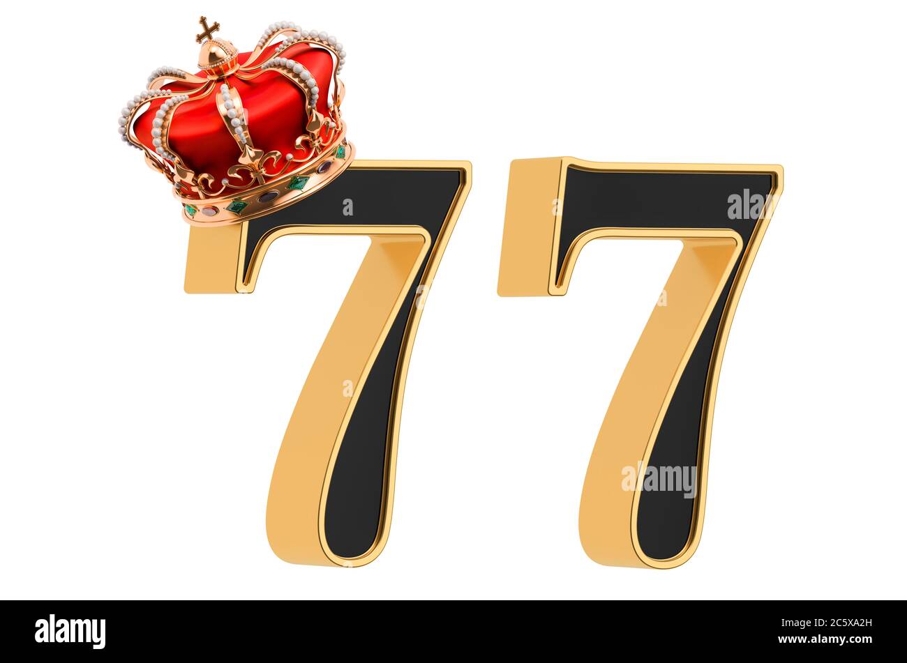 Number 7 with gold crown and without, black font with golden border. 3D ...