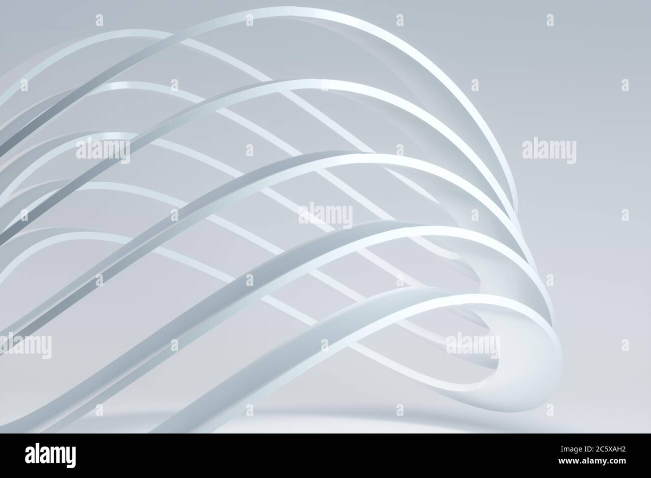 White curve geometry with white background, 3d rendering. Computer ...