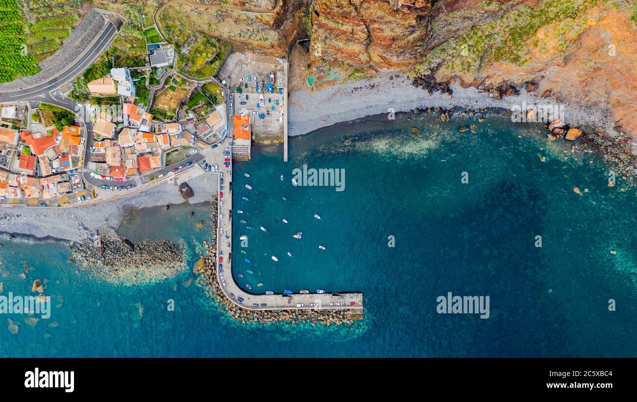 Aerial view of Paul do Mar village in Madeira island, Portugal Stock ...
