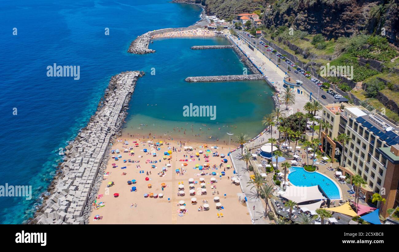 Calheta, Madeira, Portugal - June 2020: Aerial view of Calheta beach in ...