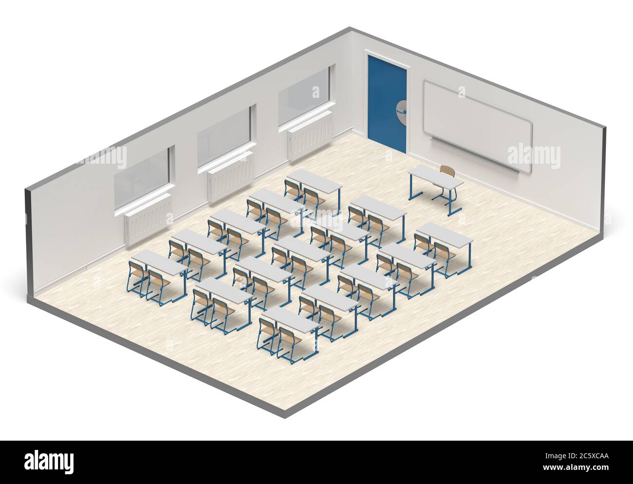 3D rendering - back to school with coronavirus - classroom Stock Photo ...