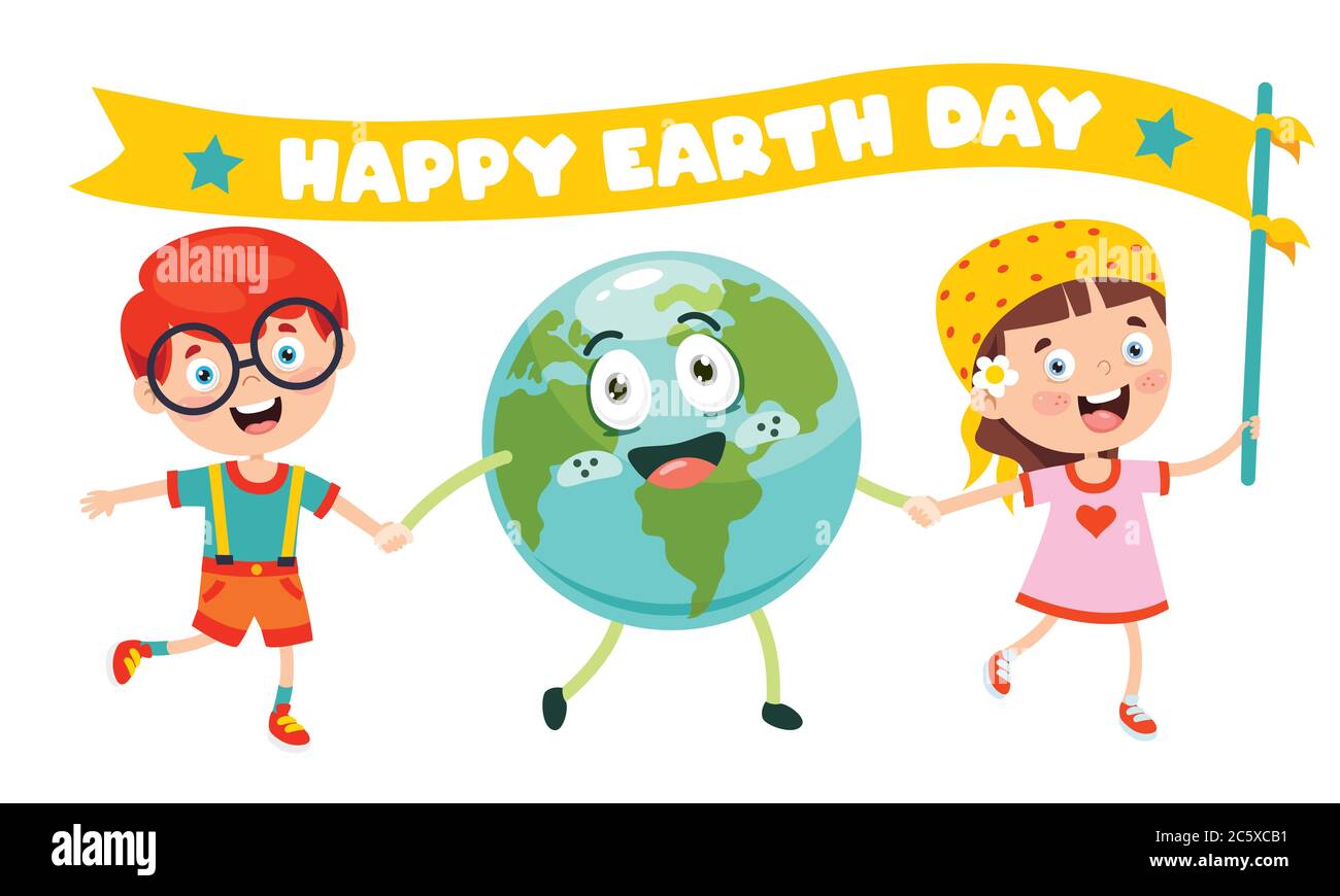 Earth Day With Funny Character Stock Vector Image & Art - Alamy
