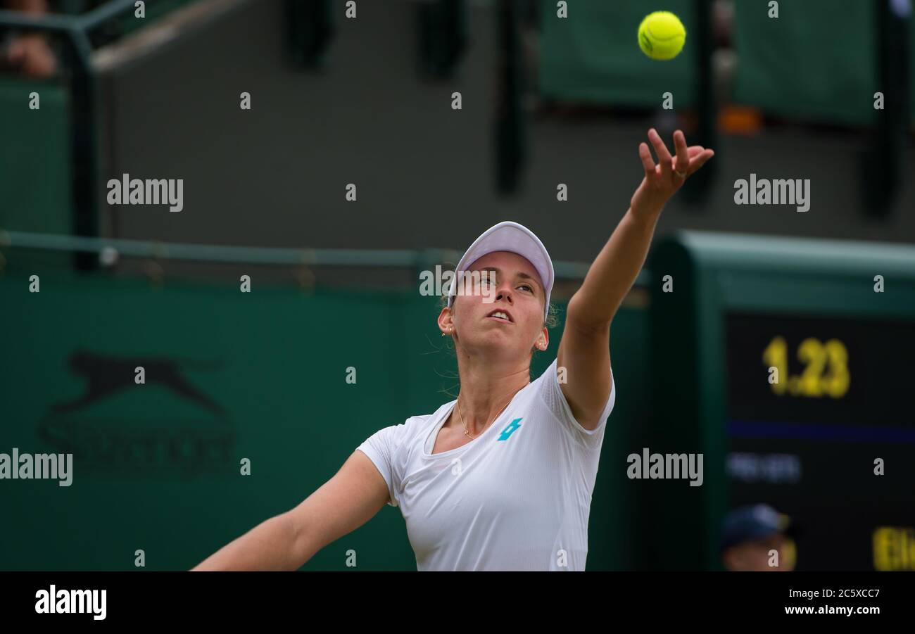 Elise Mertens of Belgium in action during her third-round match at the ...