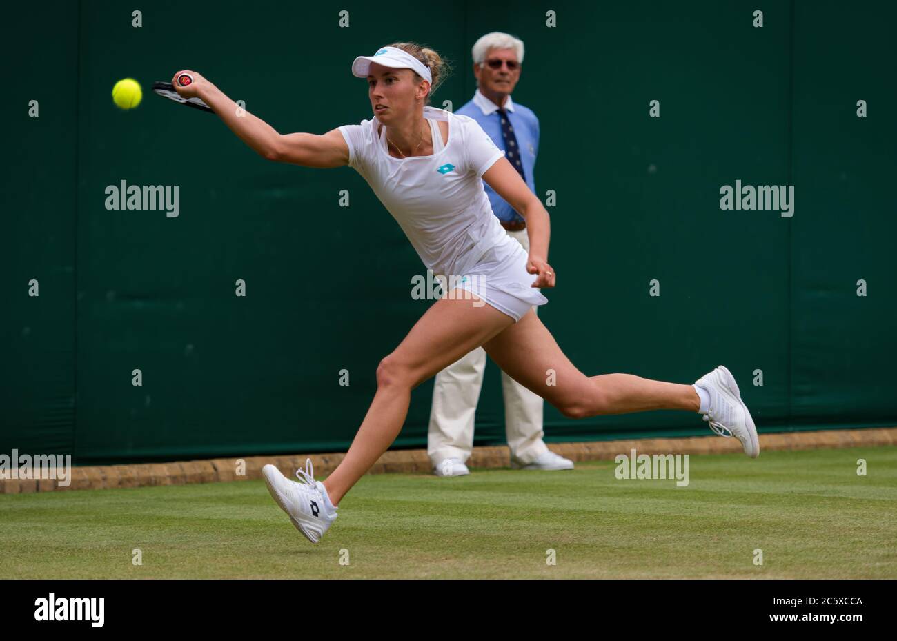 Elise Mertens of Belgium in action during her third-round match at the ...