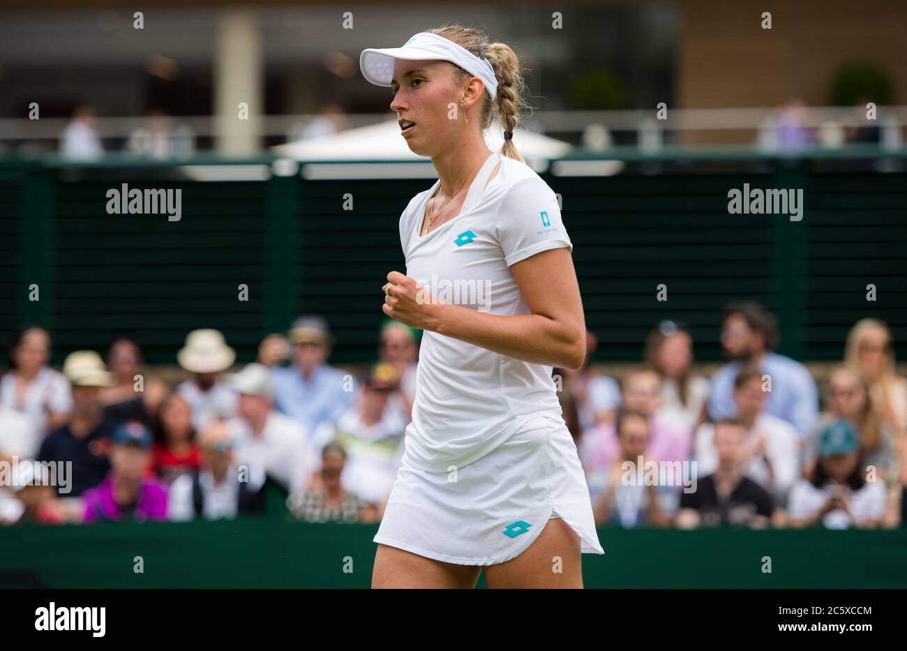 Elise Mertens of Belgium in action during her third-round match at the ...