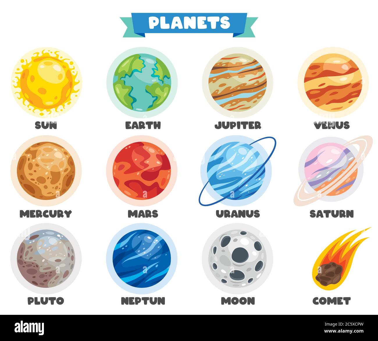 Colorful Planets Of Solar System Stock Vector Image & Art - Alamy