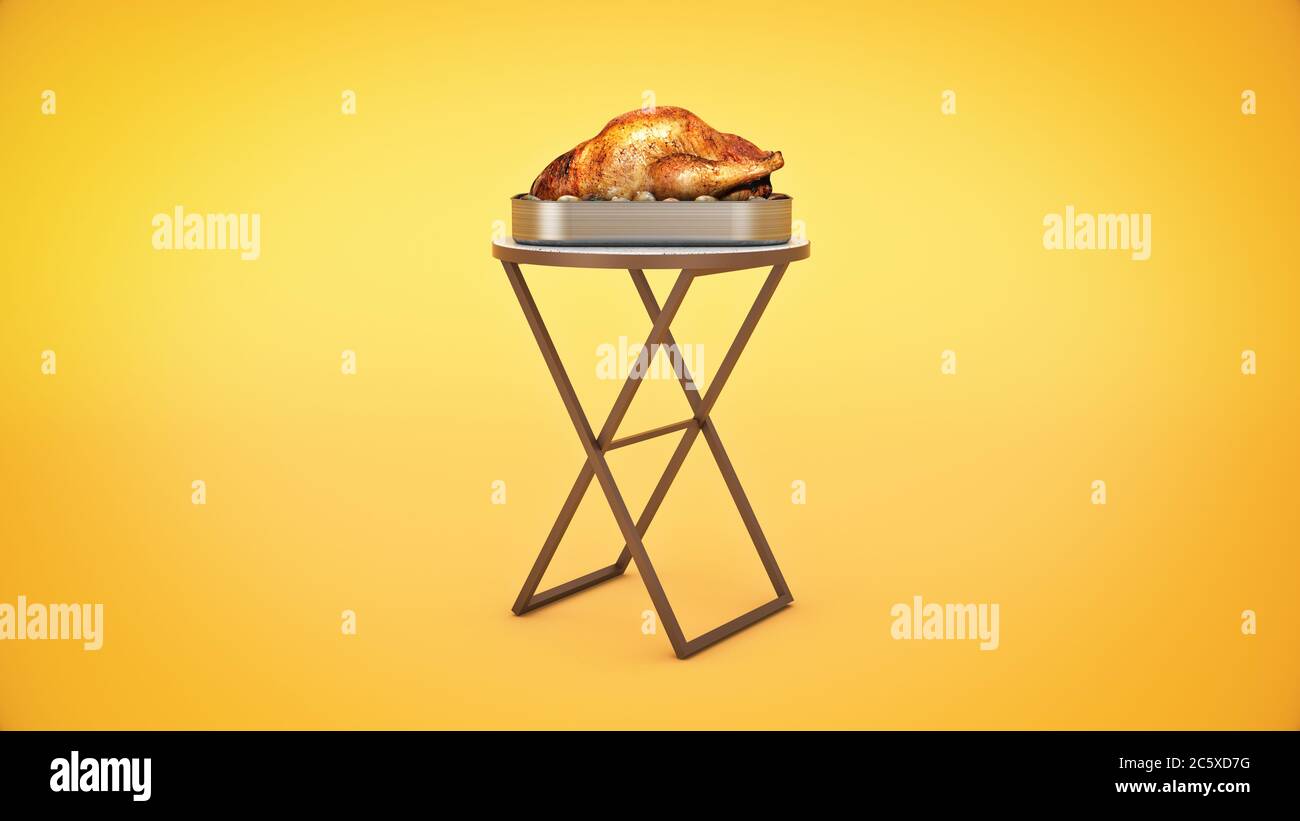 Roasted Chicken. 3d rendering Stock Photo - Alamy