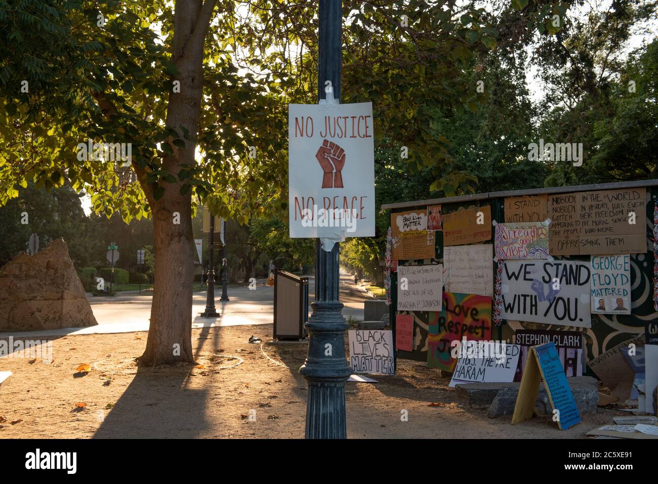 Davis, California, USA, June 5, 2020. There are murals and different ...
