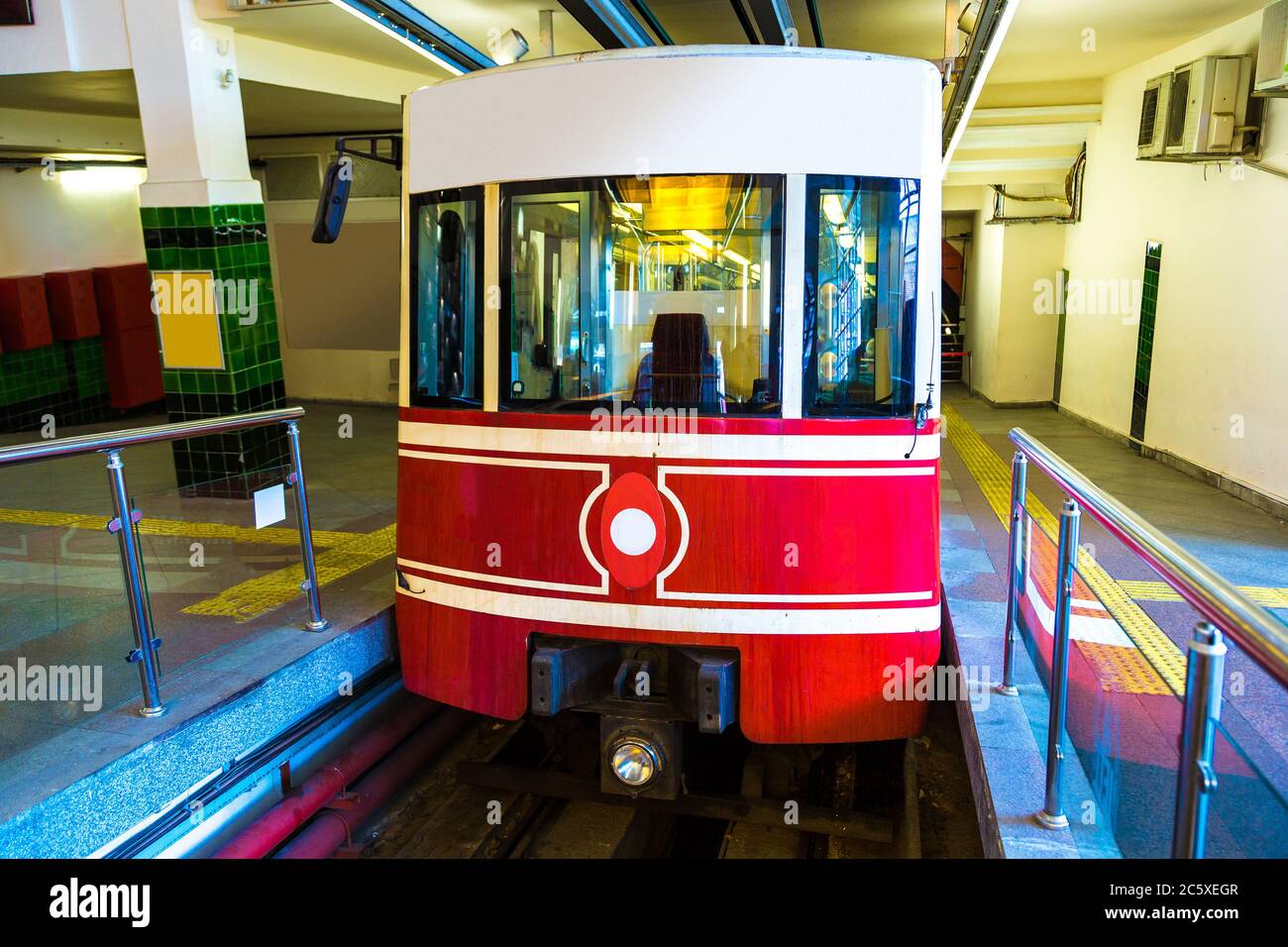 Historical tunnel funicular train in Istanbul in a summer day Stock ...