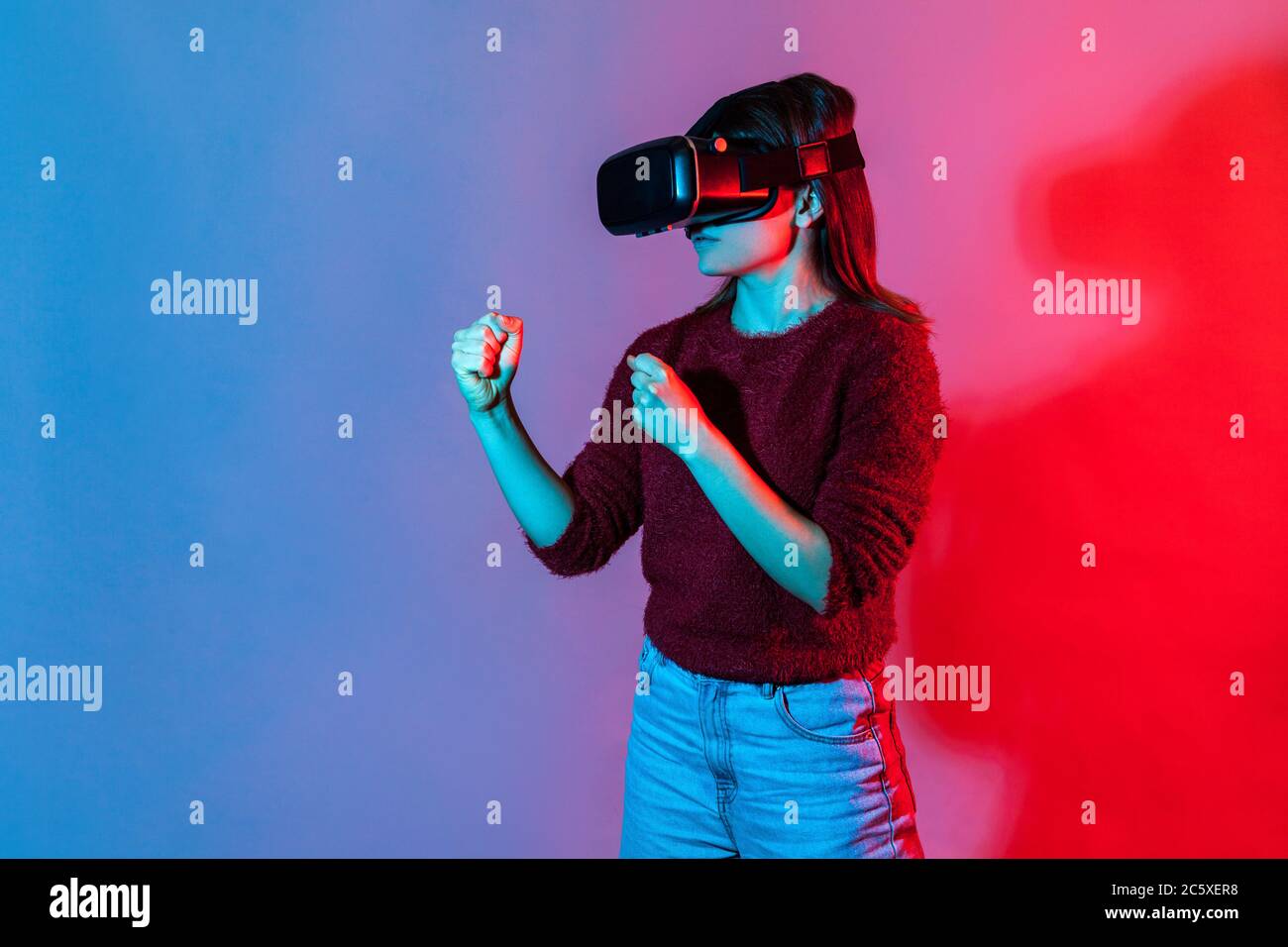 Gamer boxing wearing vr equipment hi-res stock photography and images ...