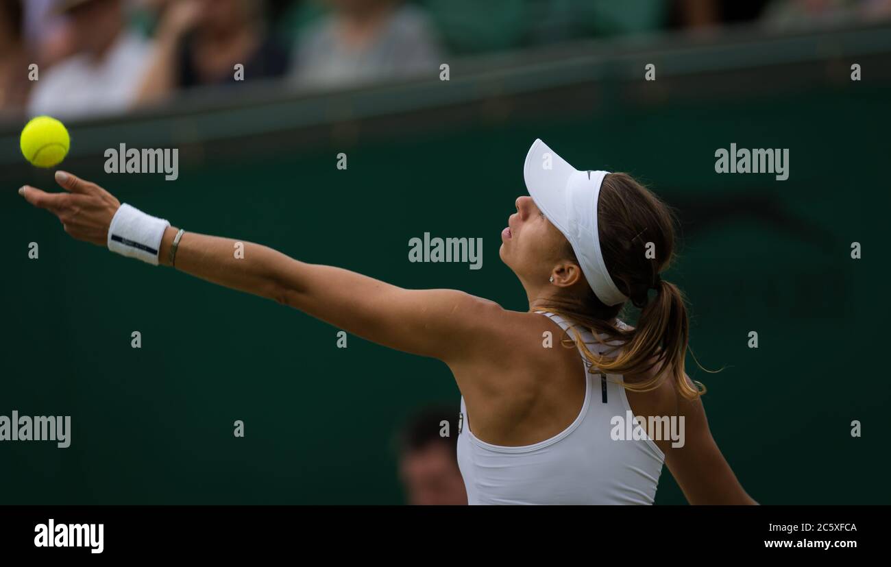 Magda Linette of Poland in action during her third-round match at the ...