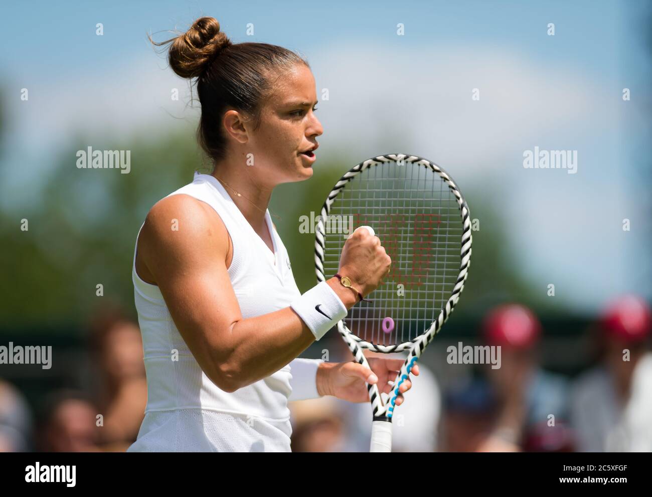 Maria Sakkari of Greece in action during the first round of the 2019 ...