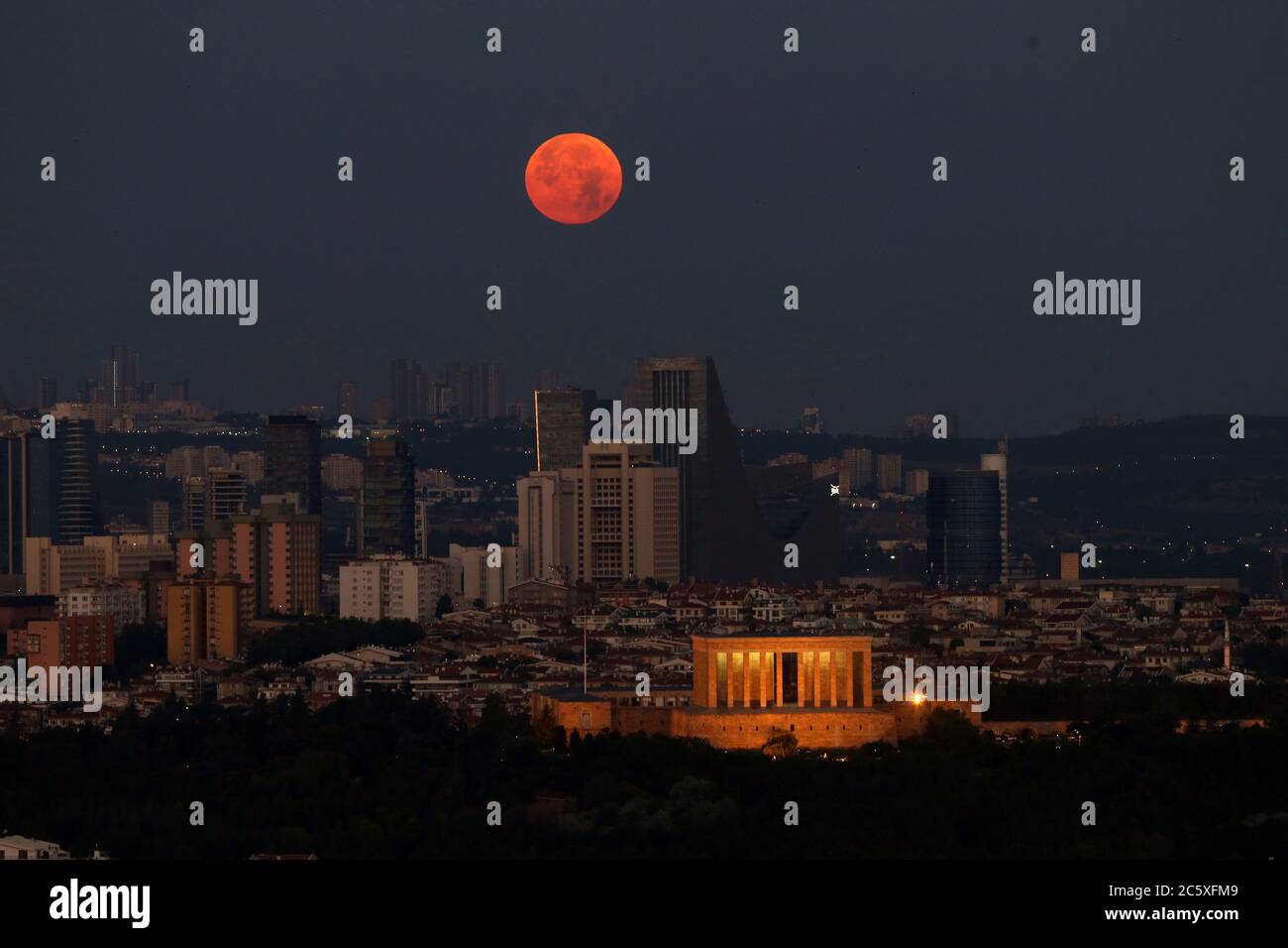 Ankara, Turkey. 5th July, 2020. A full moon is seen in Ankara, capital ...