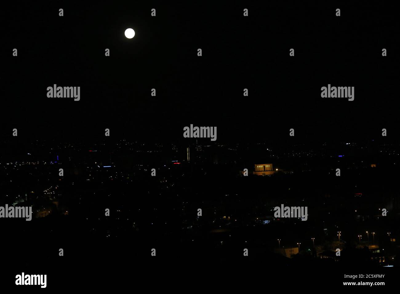 Ankara, Turkey. 5th July, 2020. A full moon is seen in Ankara, capital ...