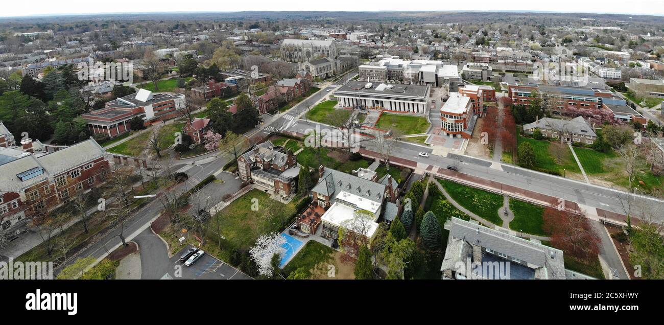 PRINCETON, NJ -5 APR 2020- Aerial view of the town of Princeton, New ...