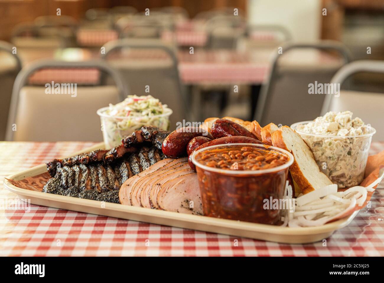 Tray Full of Barbecue and Sides Stock Photo - Alamy