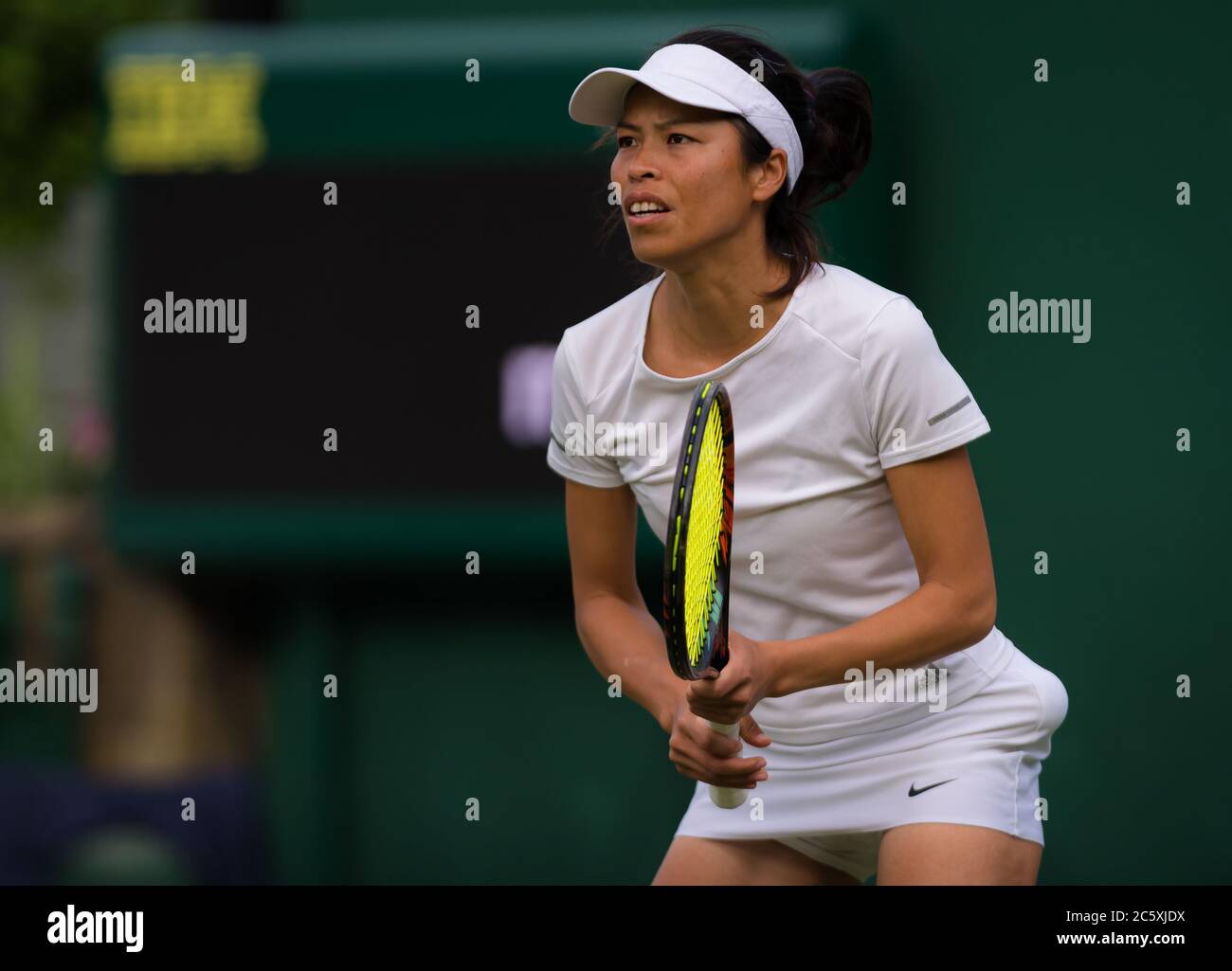 Su-Wei Hsieh of Chinese Taipeh in action during her first round match ...