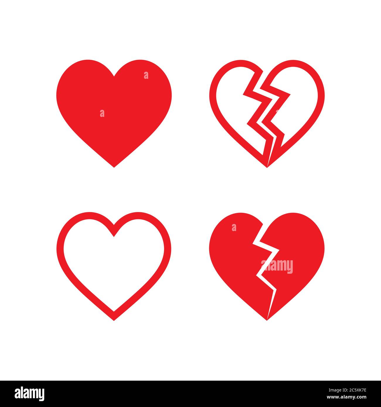 icon set red heart broken design flat vector Stock Vector Image & Art ...