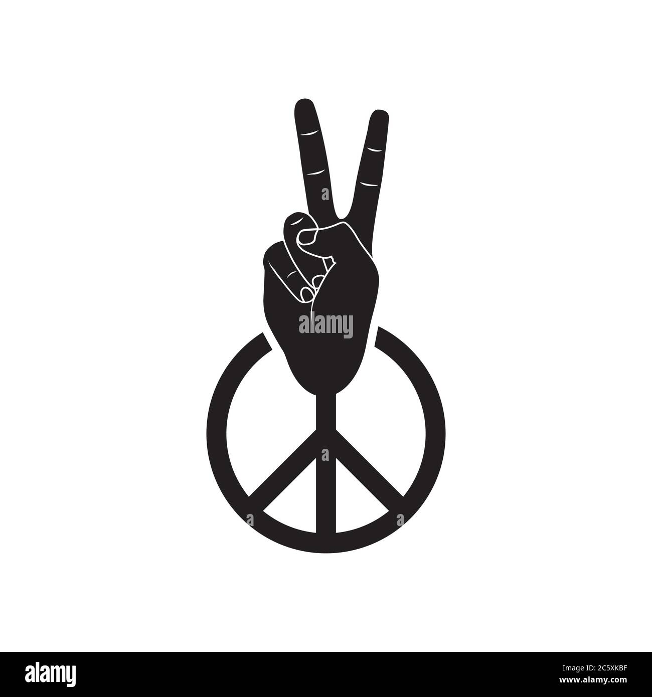hand gesture of peace with peace sign symbol icon flat vector Stock ...