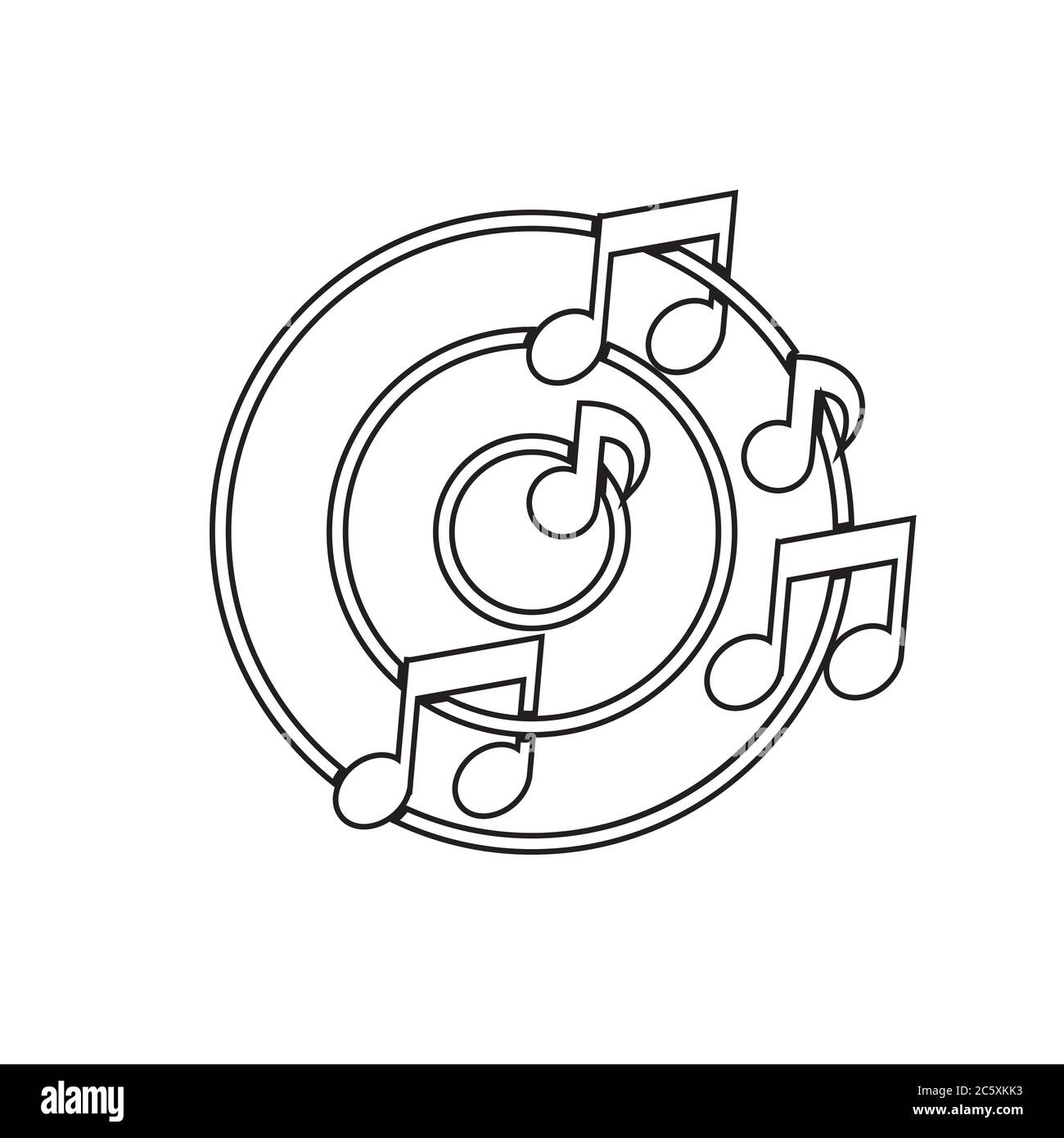 circle line icon music notes on white background Stock Vector Image ...