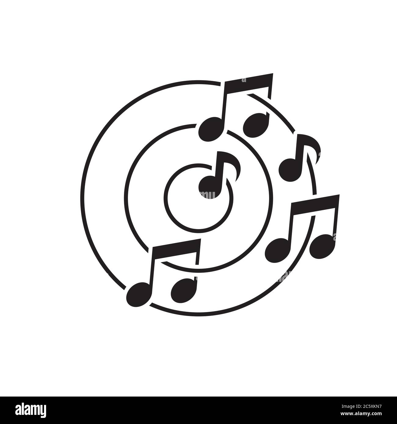 music notes in circle line design vector illustration Stock Vector ...