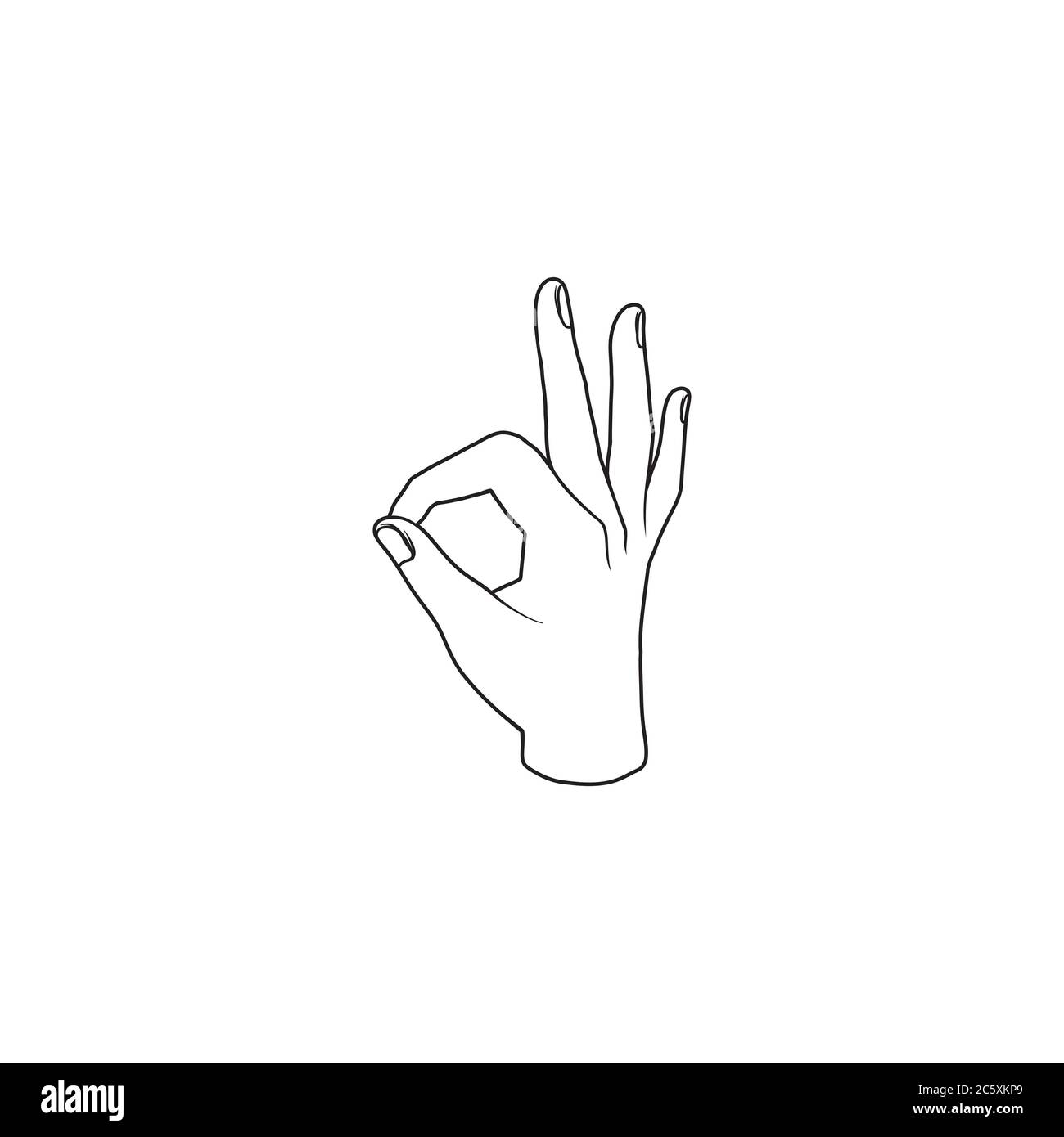 line icon OK hand isolated on white background Stock Vector Image & Art ...