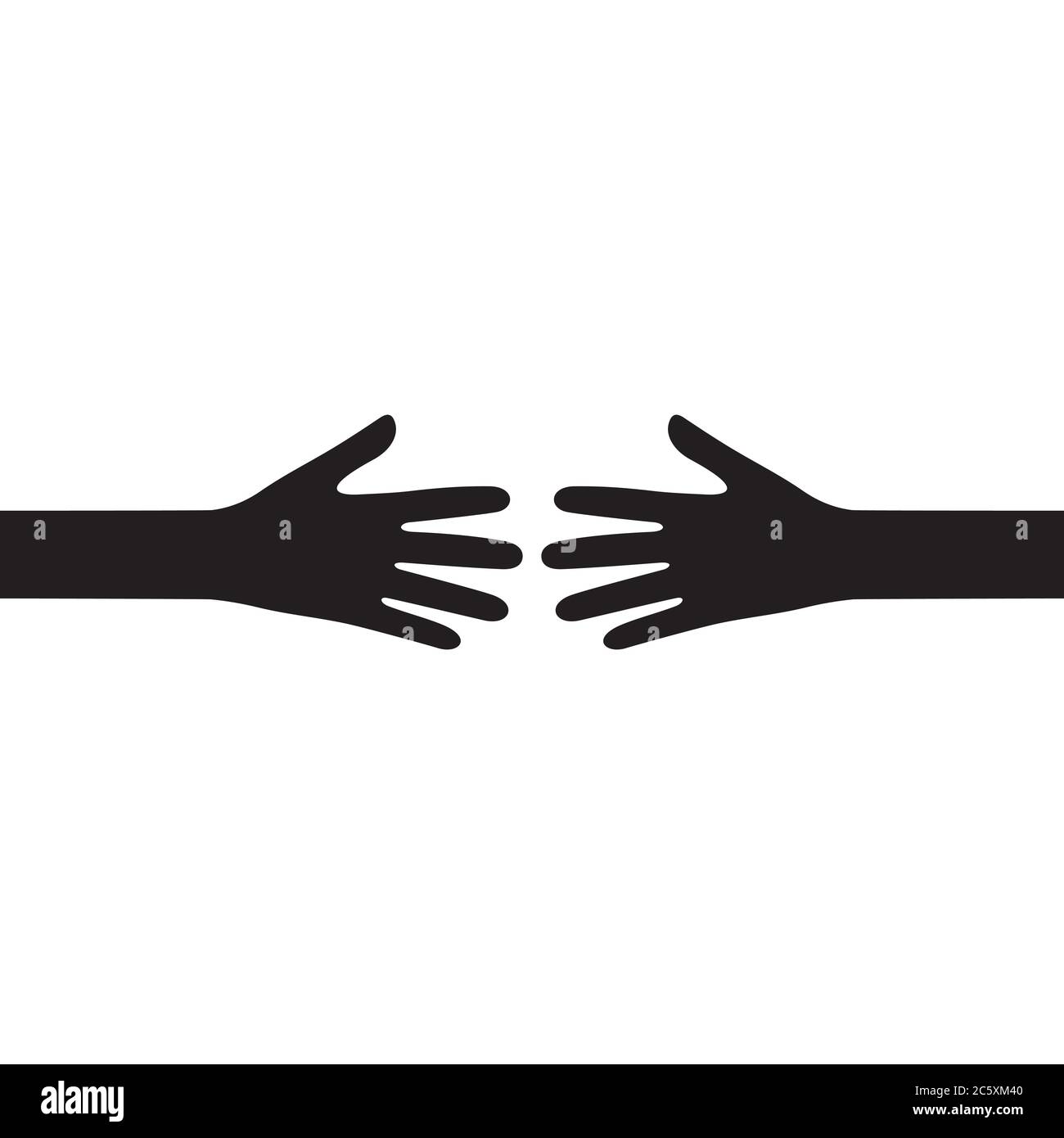 two hands reaching for each other icon flat vector design illustration ...