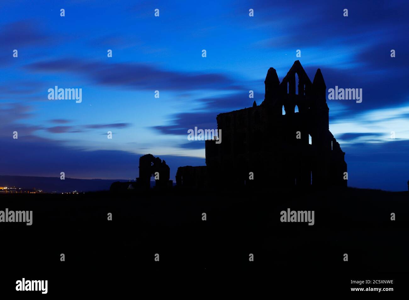 Whitby abbey in silhouette hi-res stock photography and images - Alamy