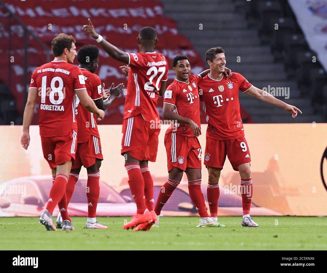 Berlin, Germany, 4 th July 2020, Robert LEWANDOWSKI, FCB 9 celebrates ...