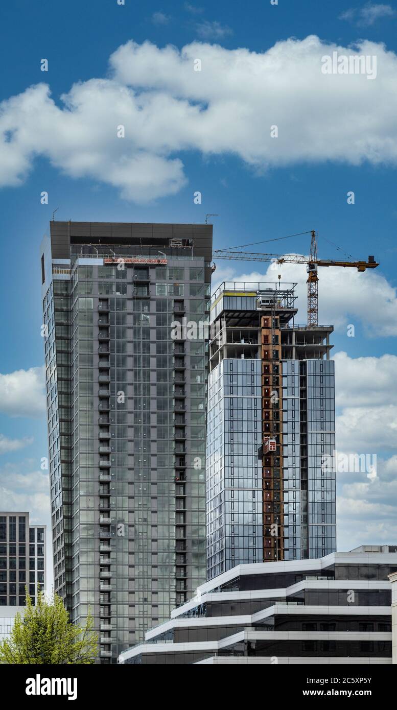 New Glass Towers Construction Stock Photo - Alamy
