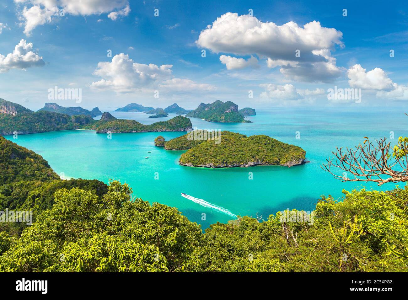 Panoramic aerial view of Mu Ko Ang Thong National Park, Thailand in a ...