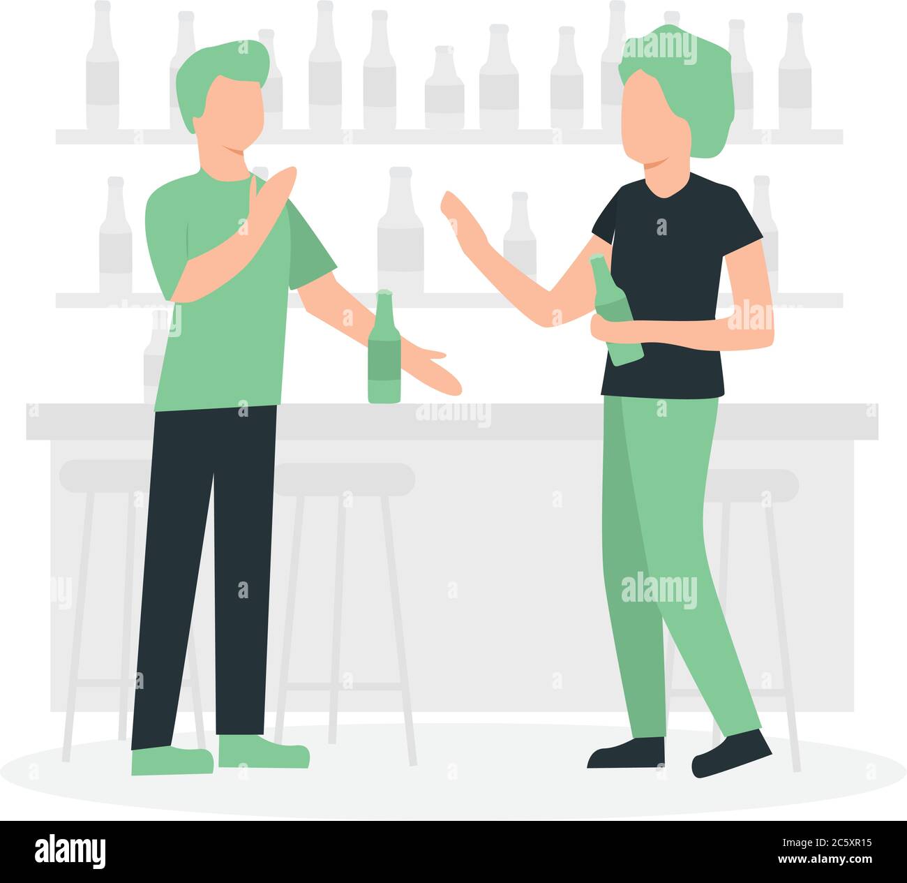Two people alcohol Stock Vector Images - Alamy
