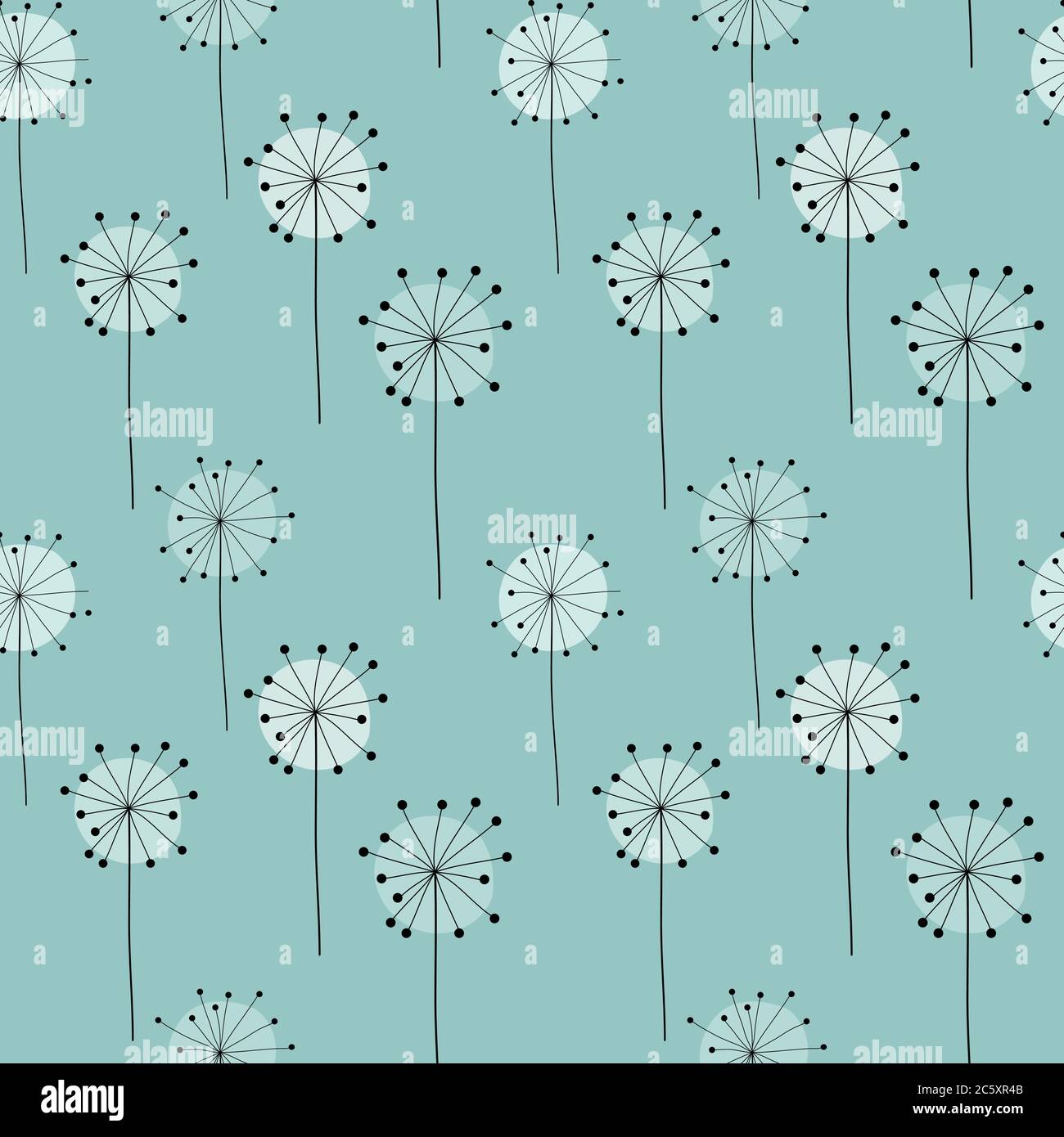 Abstract Hand Drawn Dandelion flower seamless pattern background ...
