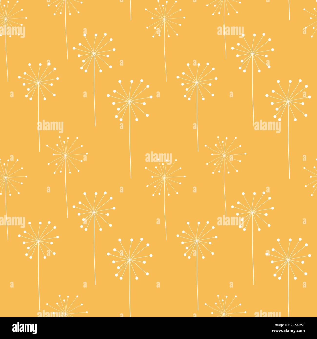 Abstract Hand Drawn Dandelion flower seamless pattern background ...