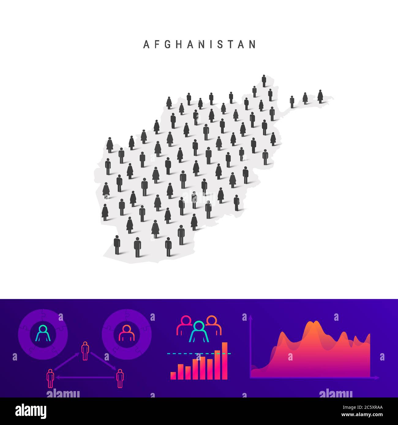 Afghanistan people map. Detailed vector silhouette. Mixed crowd of men ...