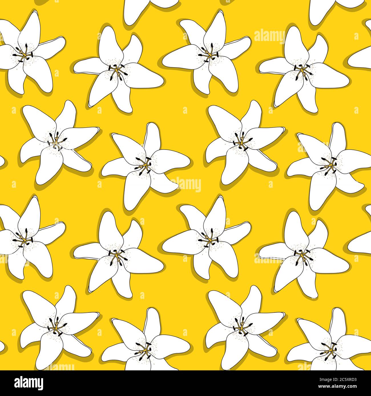 Abstract Hand Drawn Lilly flower seamless pattern background. Vector ...