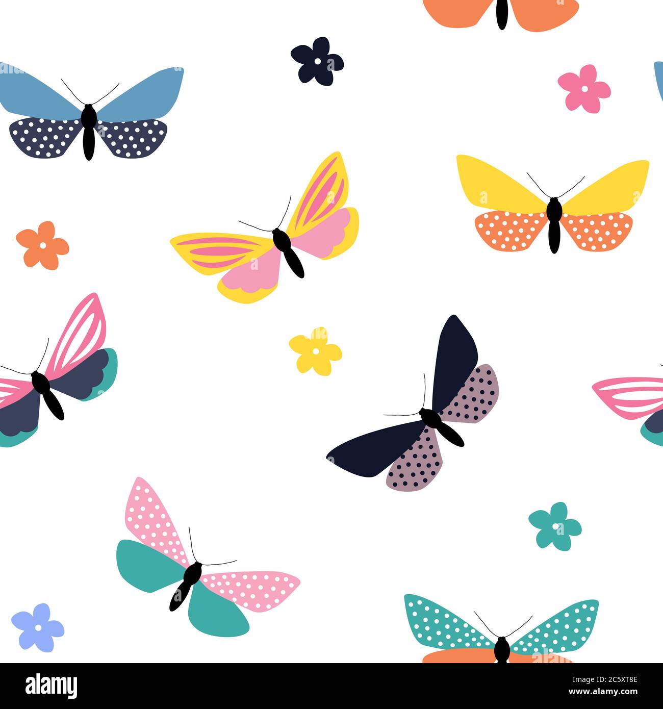 Abstract Hand Drawn Butterfly seamless pattern. Vector Illustration ...