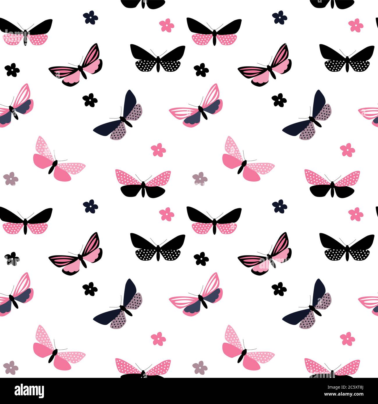 Abstract Hand Drawn Butterfly seamless pattern. Vector Illustration ...