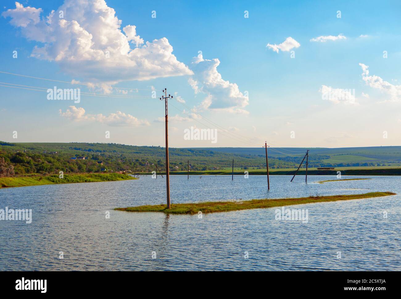 Flooded agricultural fields .Countryside after heavy rains Stock Photo ...