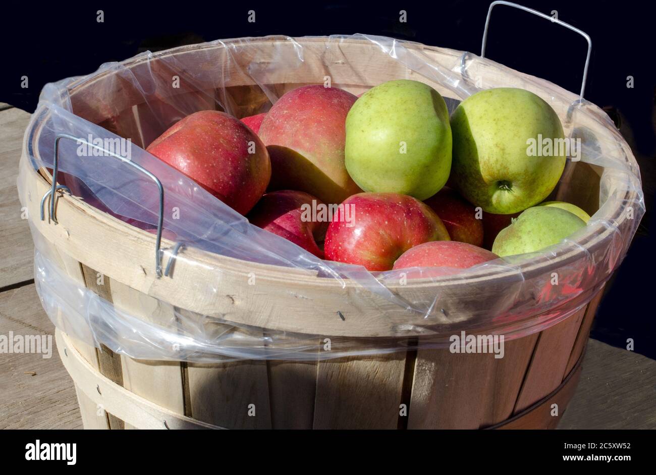 Basket full of delicious Michigan apples in red and green varieties ...