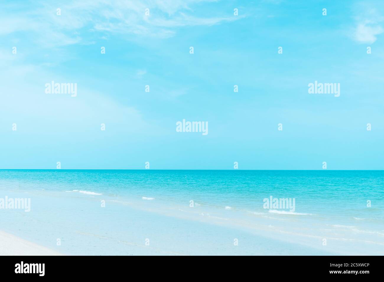 Tropical nature clean beach and white sand in summer with sun light ...