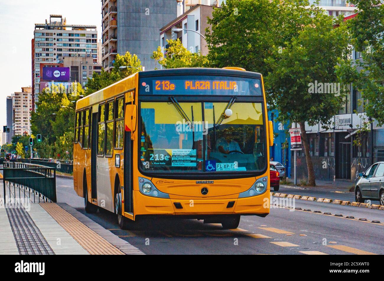 Santiago, Chile - December 2015: A public transport bus in Santiago ...