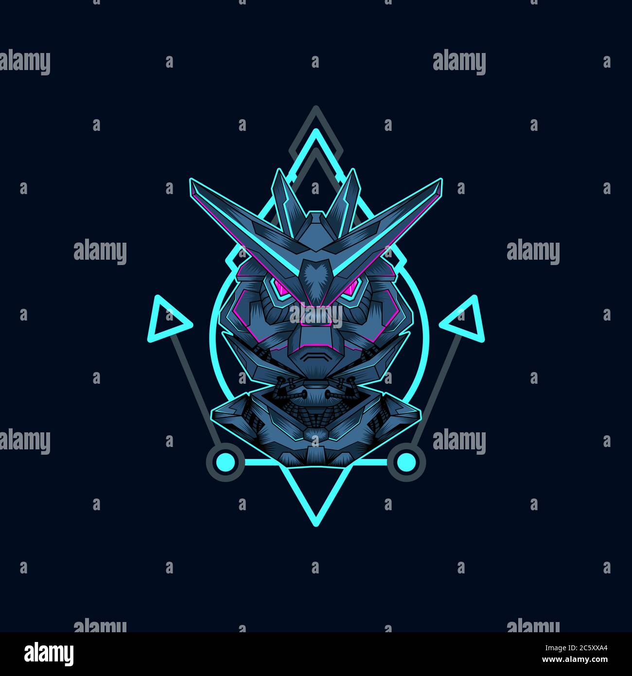 mecha with sacred geometry background vector graphic design ...