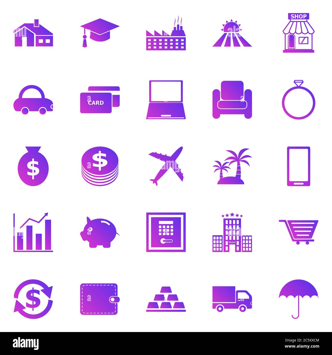 Loan gradient icons on white background, stock vector Stock Vector ...