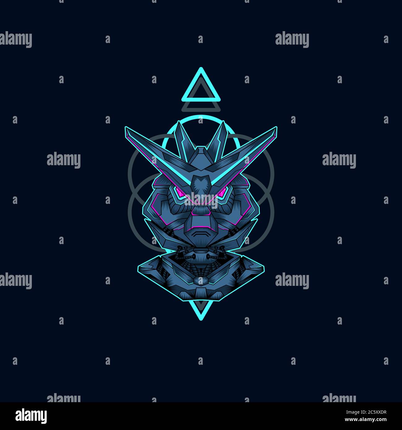 mecha with sacred geometry background vector graphic design ...